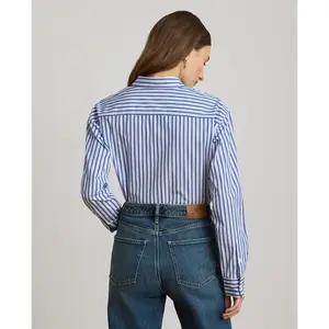 Ralph Lauren Relaxed Fit Striped Broadcloth Shirt With Embroidered Crest