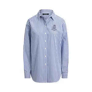 Ralph Lauren Relaxed Fit Striped Broadcloth Shirt With Embroidered Crest