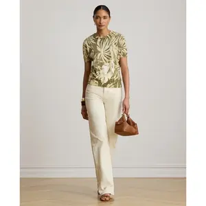 Ralph Lauren Short Sleeve Palm Frond Knit Sweater