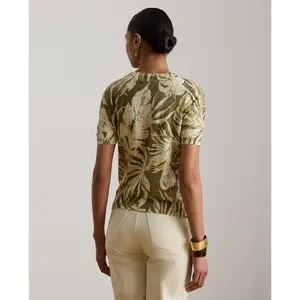 Ralph Lauren Short Sleeve Palm Frond Knit Sweater