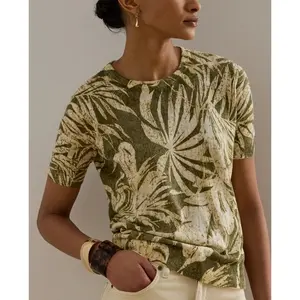 Ralph Lauren Short Sleeve Palm Frond Knit Sweater