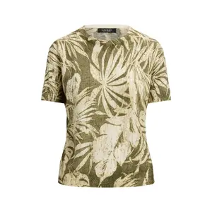 Ralph Lauren Short Sleeve Palm Frond Knit Sweater
