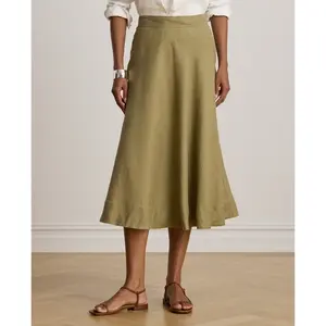 Ralph Lauren Linen A-line Midi Skirt
