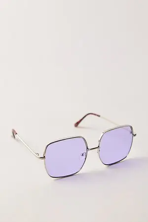 Free People Lacie Oversize Square Sunglasses - Silver/grape Soda