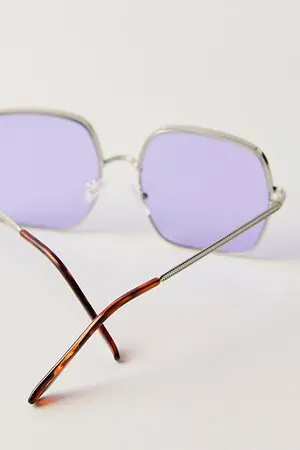 Free People Lacie Oversize Square Sunglasses - Silver/grape Soda