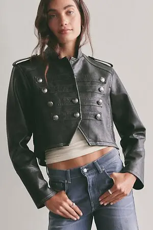 Free People Vegan Leather Band Jacket