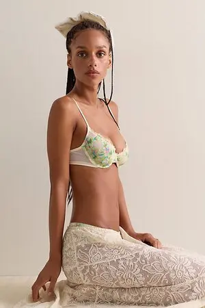 Free People Printed Lace Underwire Bra - Floral Tea Combo