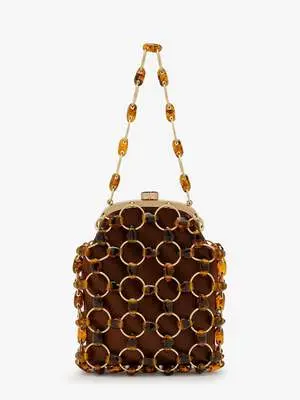 Cult Gaia Brielle Pearl Detail Wristlet Handbag - Brown
