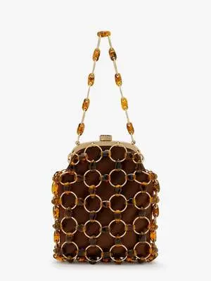 Cult Gaia Brielle Pearl Detail Wristlet Handbag - Brown