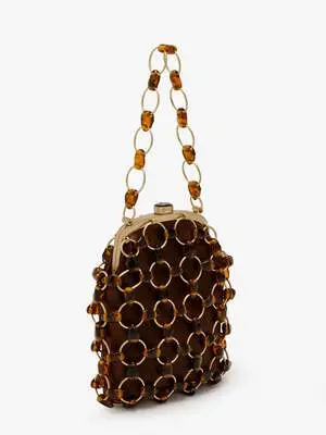 Cult Gaia Brielle Pearl Detail Wristlet Handbag - Brown