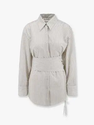 RÓHE Striped Silk And Cotton Blend Shirt With Removable Belt