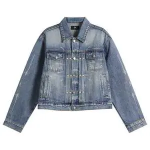 THUG CLUB Denim Jacket With Laser-printed Motif