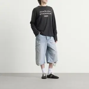 Acne Studios Judda Ripped Denim Shorts