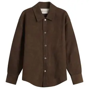AMI Paris Suede Buttoned Overshirt - Chocolat