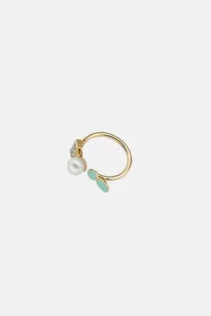 ALIITA Flower Petals Ring With Pearl And Citrine - Verde