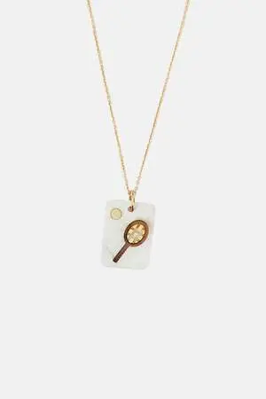 ALIITA 9kt Yellow Tennis Necklace With Mother-of-pearl - Gold