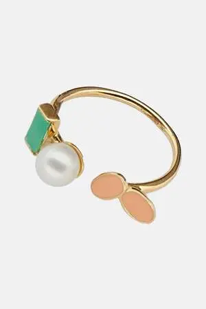 ALIITA Floral Petal Ring With Pearl And Citrine - Rosa
