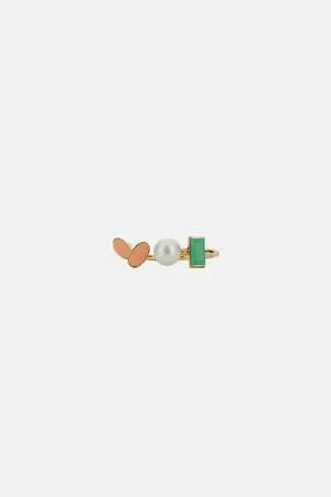 ALIITA Floral Petal Ring With Pearl And Citrine - Rosa