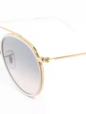 Ray-ban Rb3647n Double Bridge Round Sunglasses - Gold