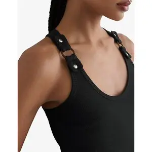 REISS Slim-fit Stretch-cotton Vest Top With Hardware Detail