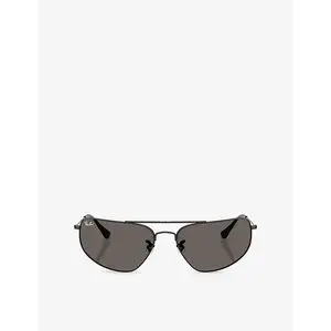 Ray-ban Rb3780 Rectangle Metal Sunglasses - Black