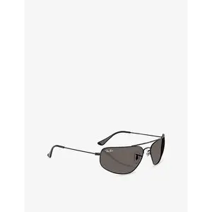 Ray-ban Rb3780 Rectangle Metal Sunglasses - Black