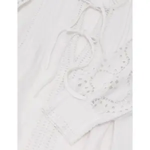 REISS Gia Cheesecloth Cotton Mini Dress - Ivory