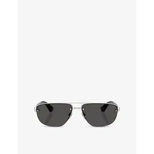 Burberry Rectangular Frame Metal And Acetate Sunglasses - Silver