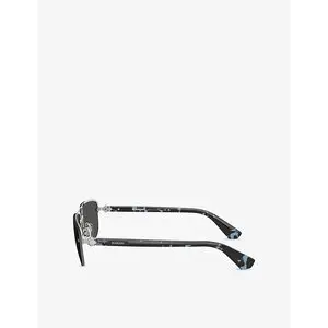 Burberry Rectangular Frame Metal And Acetate Sunglasses - Silver