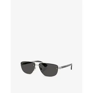 Burberry Rectangular Frame Metal And Acetate Sunglasses - Silver