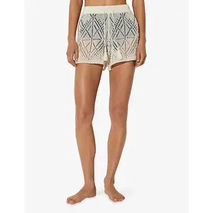 REISS Open-work Stretch-knit Shorts