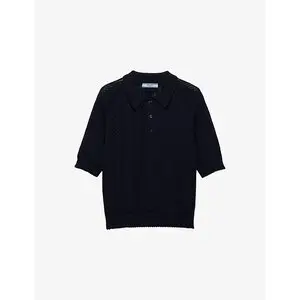 Prada Openwork Knit Cotton Polo Shirt