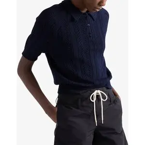 Prada Openwork Knit Cotton Polo Shirt