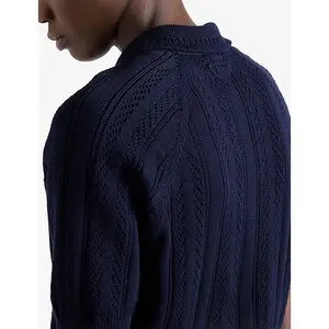 Prada Openwork Knit Cotton Polo Shirt