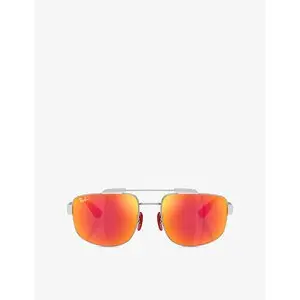 Ray-ban Rb3789m Square-frame Metal Sunglasses - Silver