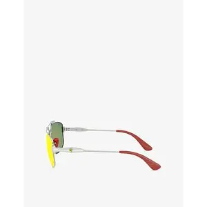 Ray-ban Rb3789m Square-frame Metal Sunglasses - Silver