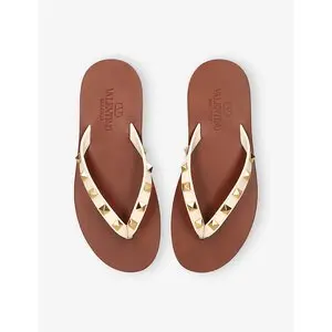 Valentino Garavani Rockstud Leather Sandals - White/oth