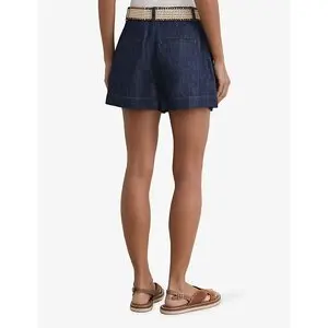 REISS Belted Linen Shorts