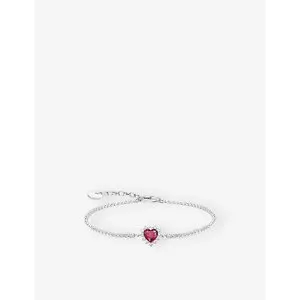 THOMAS SABO Sterling Silver Heart Lab-grown Ruby And Cubic Zirconia Bracelet - Red