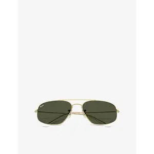 Ray-ban Rb3780 Rectangle Metal Sunglasses - Gold