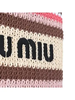Miu Miu Woven Motif Striped Tote Bag