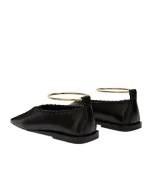 JIL SANDER Square Toe Ballet Flats With Ankle Bracelet