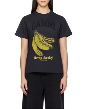 GANNI Graphic Banana T-shirt - Phantom Black