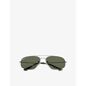 Ray-ban Rb3780 Rectangle-frame Metal Sunglasses - Grey