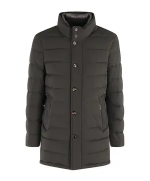 MOORER Long-sleeved Stand-collar Cotton Coat