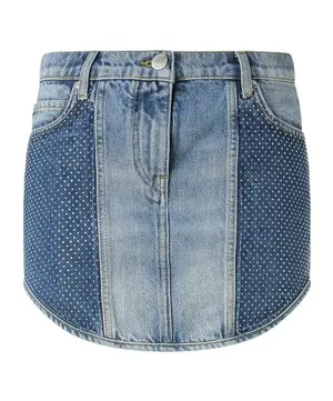 Pinko Rhinestone-embellished Denim Skirt