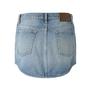 Pinko Rhinestone-embellished Denim Skirt