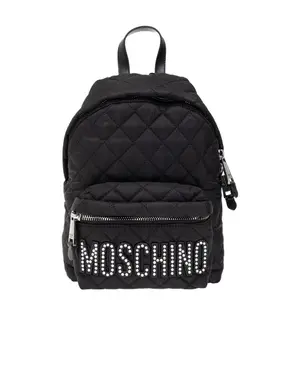 Moschino Quilted Logo Embellished Backpack