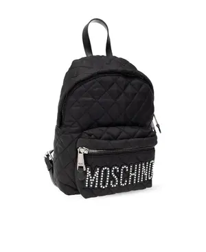 Moschino Quilted Logo Embellished Backpack