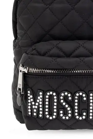 Moschino Quilted Logo Embellished Backpack